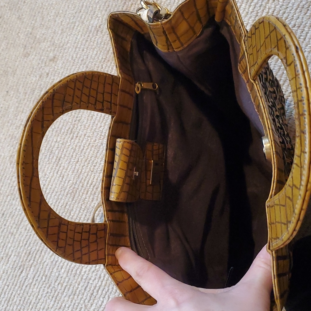 Vintage Cem Structured Woven Leather Work Bag - Gem